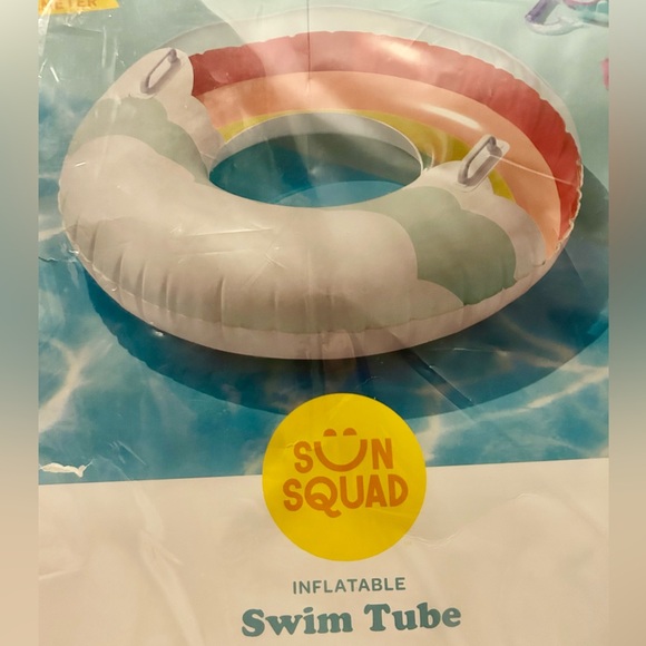 Sun Squad | Other | Sun Squad Inflatable Swim Tube With Handles Rainbow ...